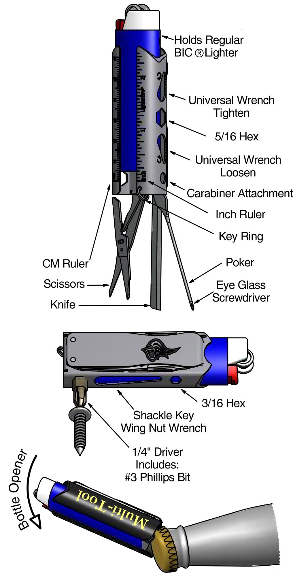 LighterBro® Pro Lighter Holder Multi-Tool